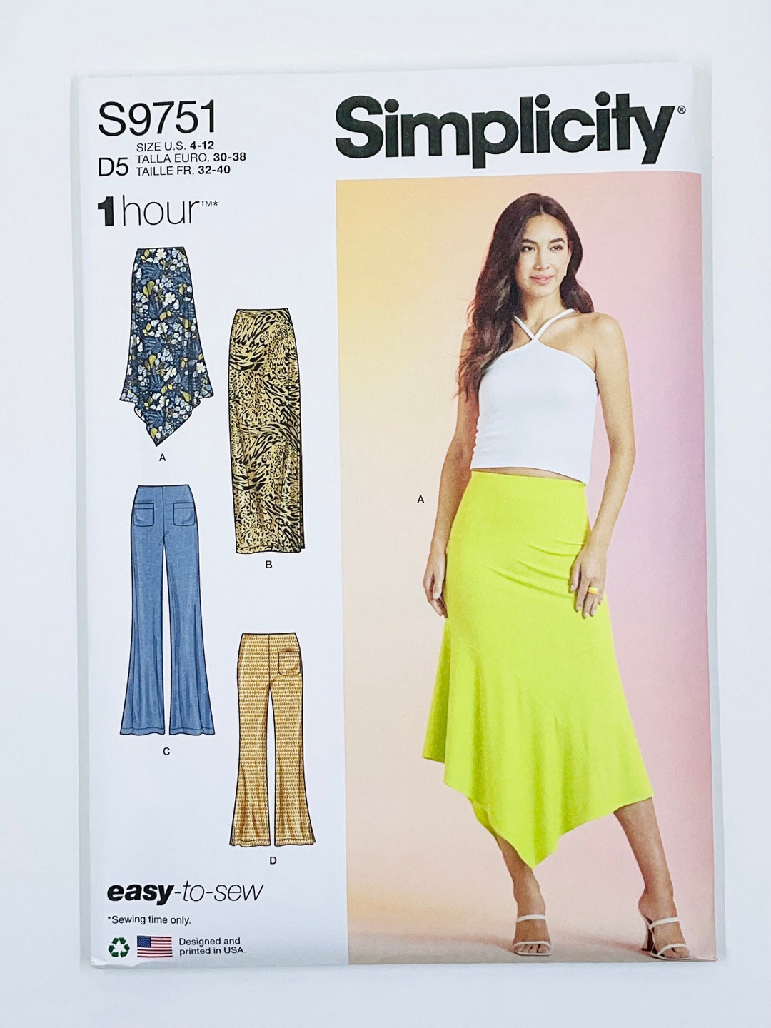 Simplicity 9751 Very Easy Knit Skirt Sewing Pattern for Women, 1 Hour ...
