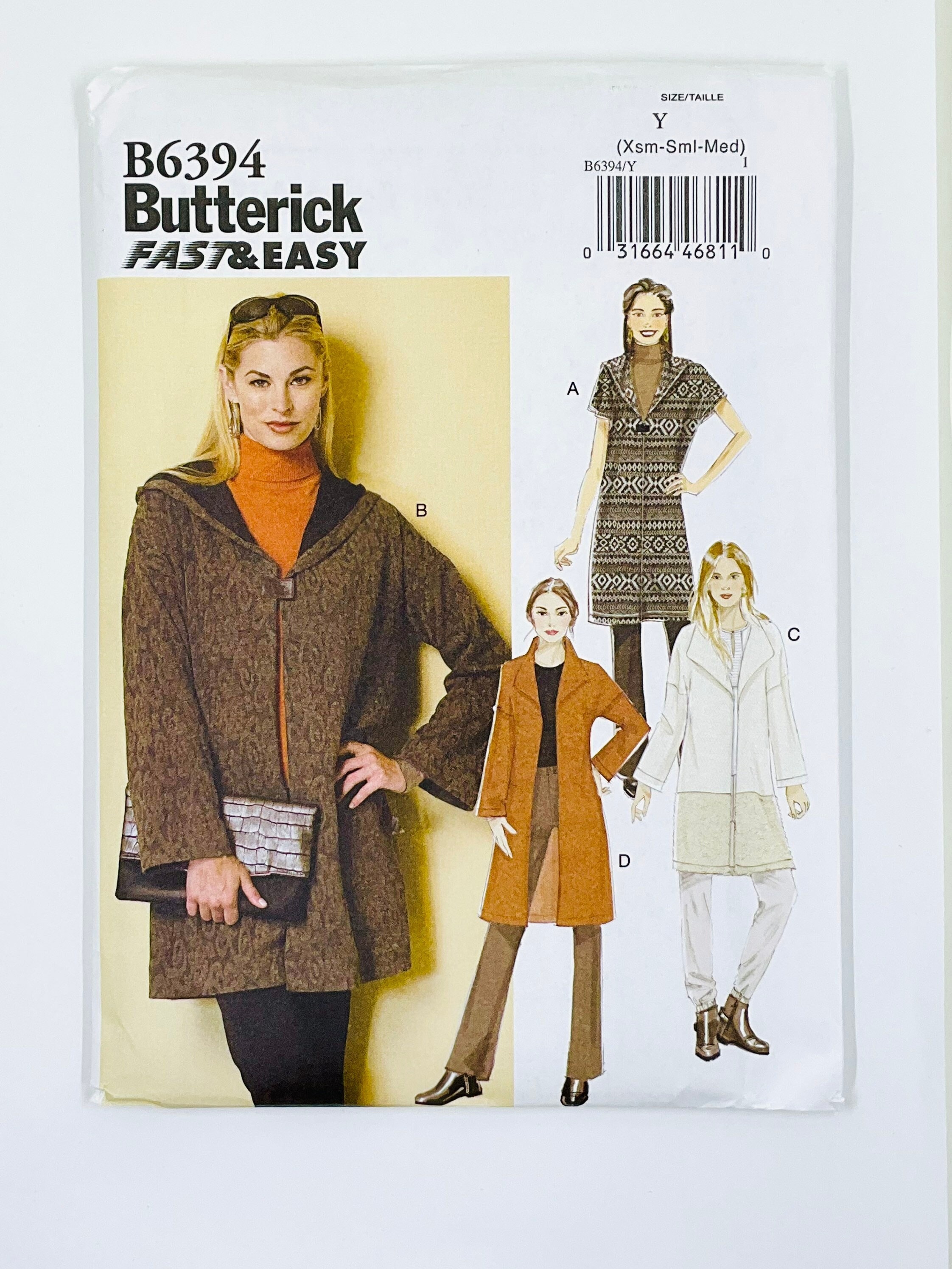 Butterick 6394 Jacket Sewing Pattern for Women, Easy Women's Coat ...