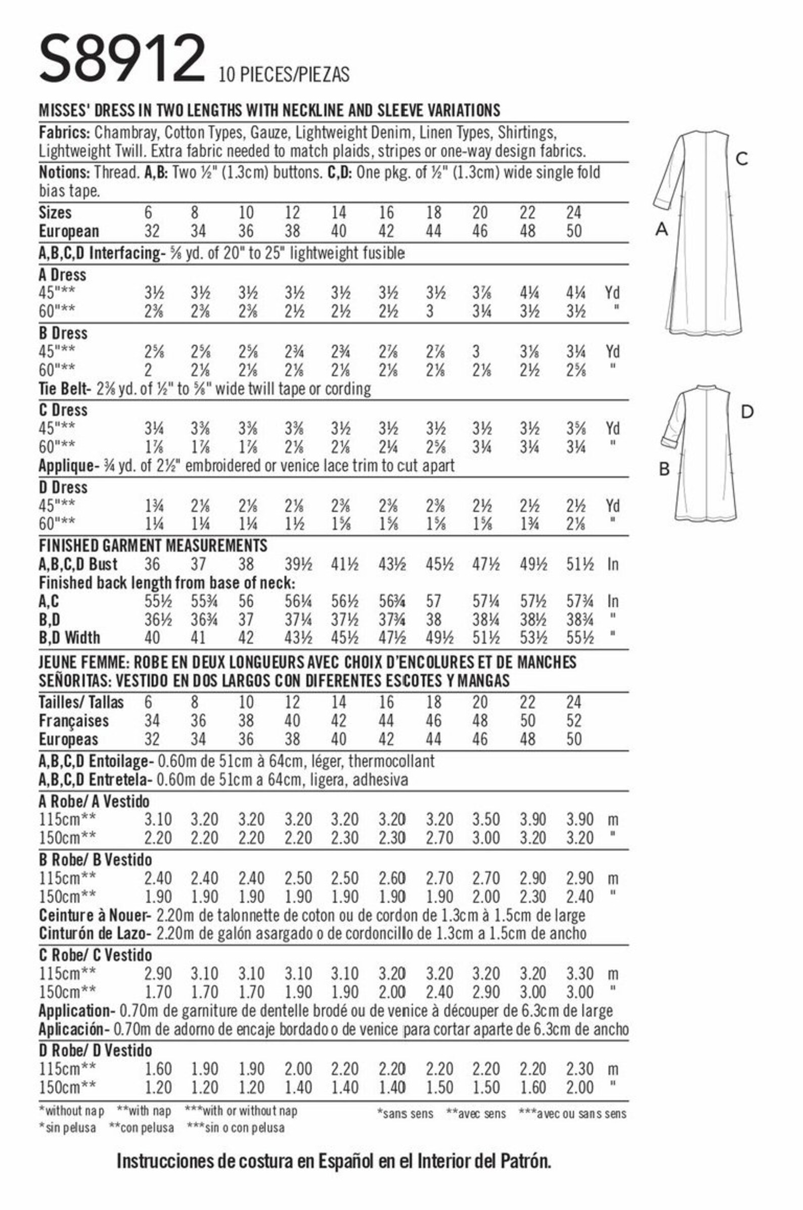 Simplicity 8912 Sewing Pattern Misses' Dresses by - Etsy