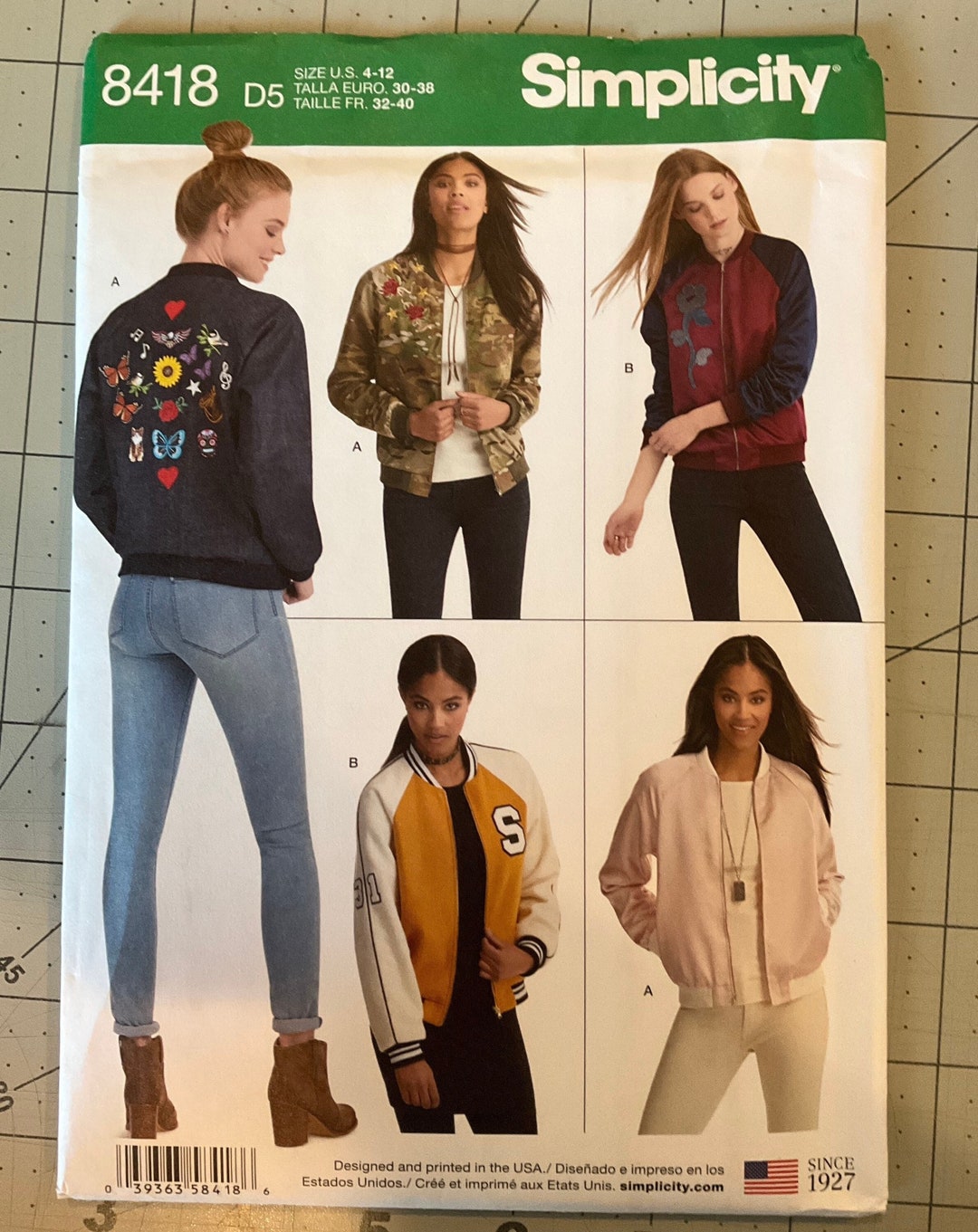 Simplicity 8418 Sewing Pattern - S8418 Misses' Lined Bomber Jacket With ...