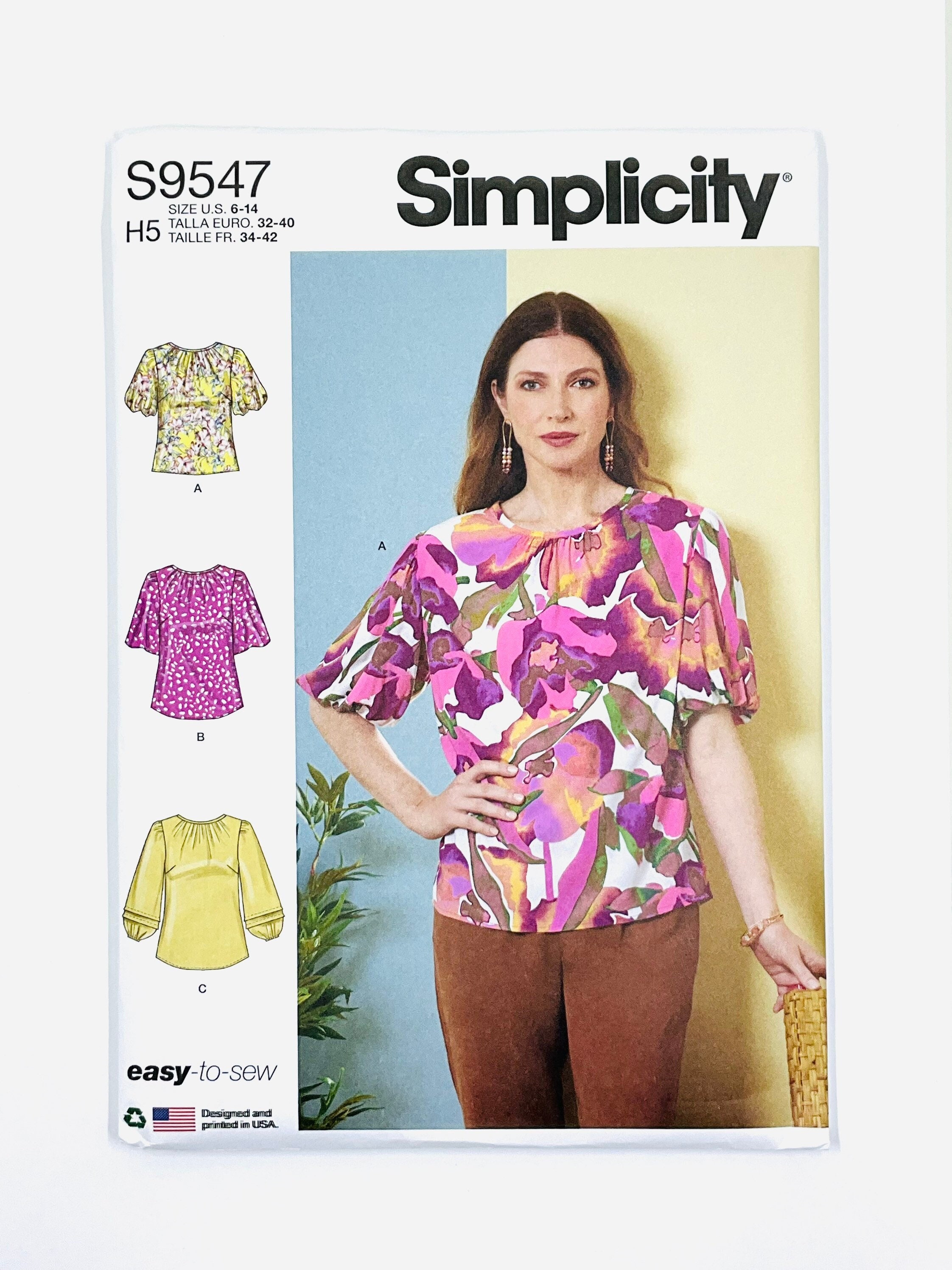 Simplicity 9547 Easy Blouse Sewing Pattern for Women, Top, Blouse ...