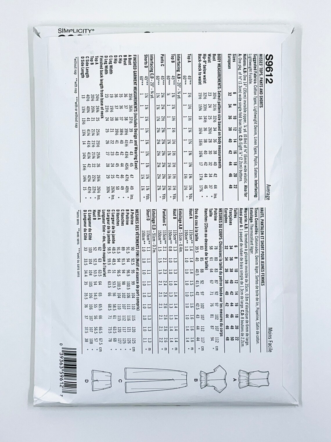 Simplicity 9612 Wide Leg Pants Sewing Pattern for Women, Lifestyle Work ...