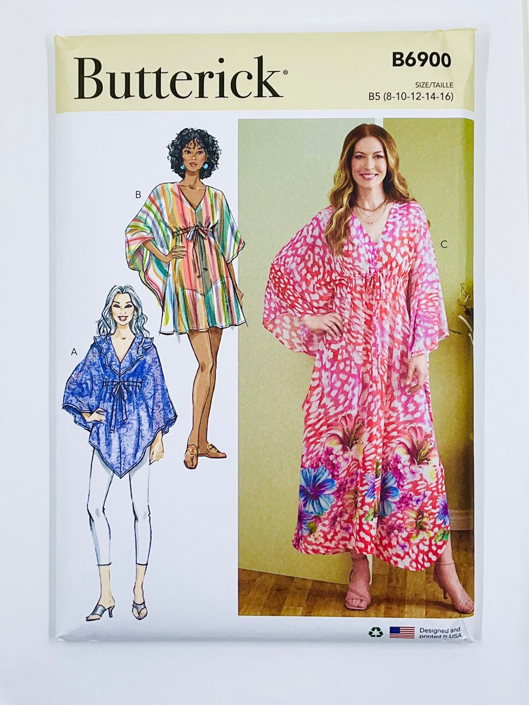 Butterick 6900 Caftan Sewing Pattern for Women, Swimsuit Cover-up, Top ...
