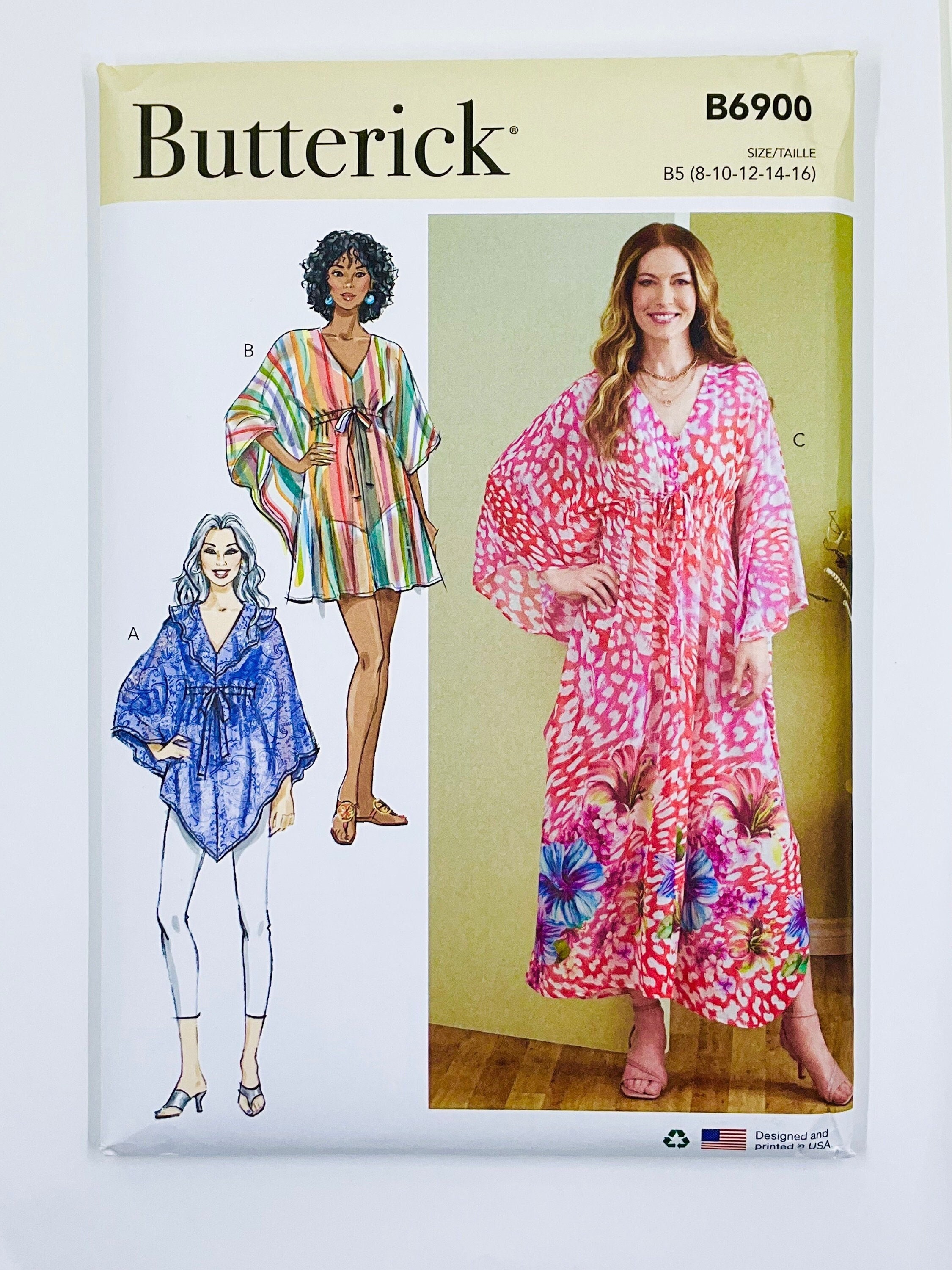 Butterick 6900 Caftan Sewing Pattern for Women, Swimsuit Cover-up, Top ...