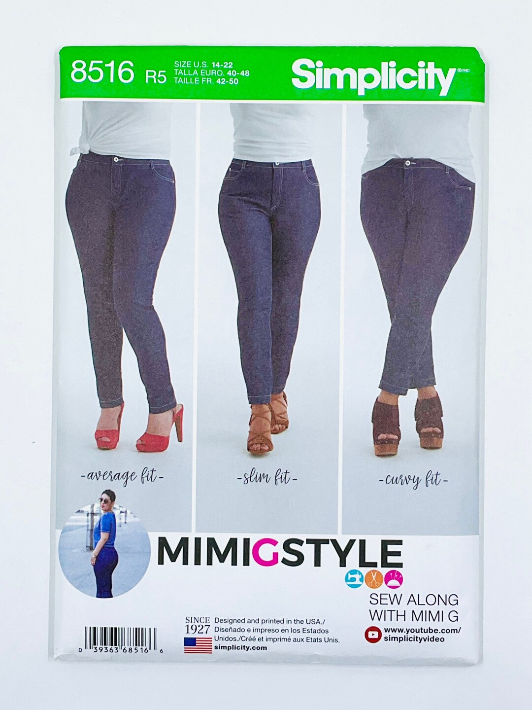Simplicity 8516 - Misses' Mimi G Skinny Jeans, Size (6-14 or 14-22) - Etsy