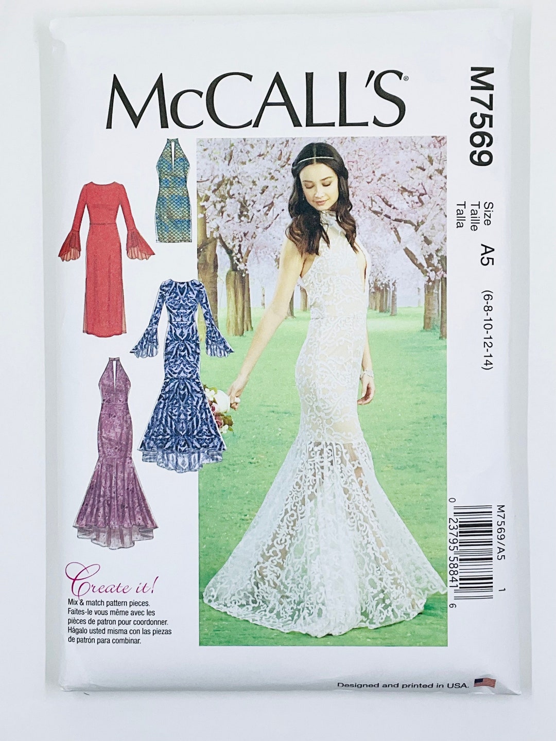 Mccall's 7569 Close Fitting, Halter Knit Dress Sewing Pattern for Women ...