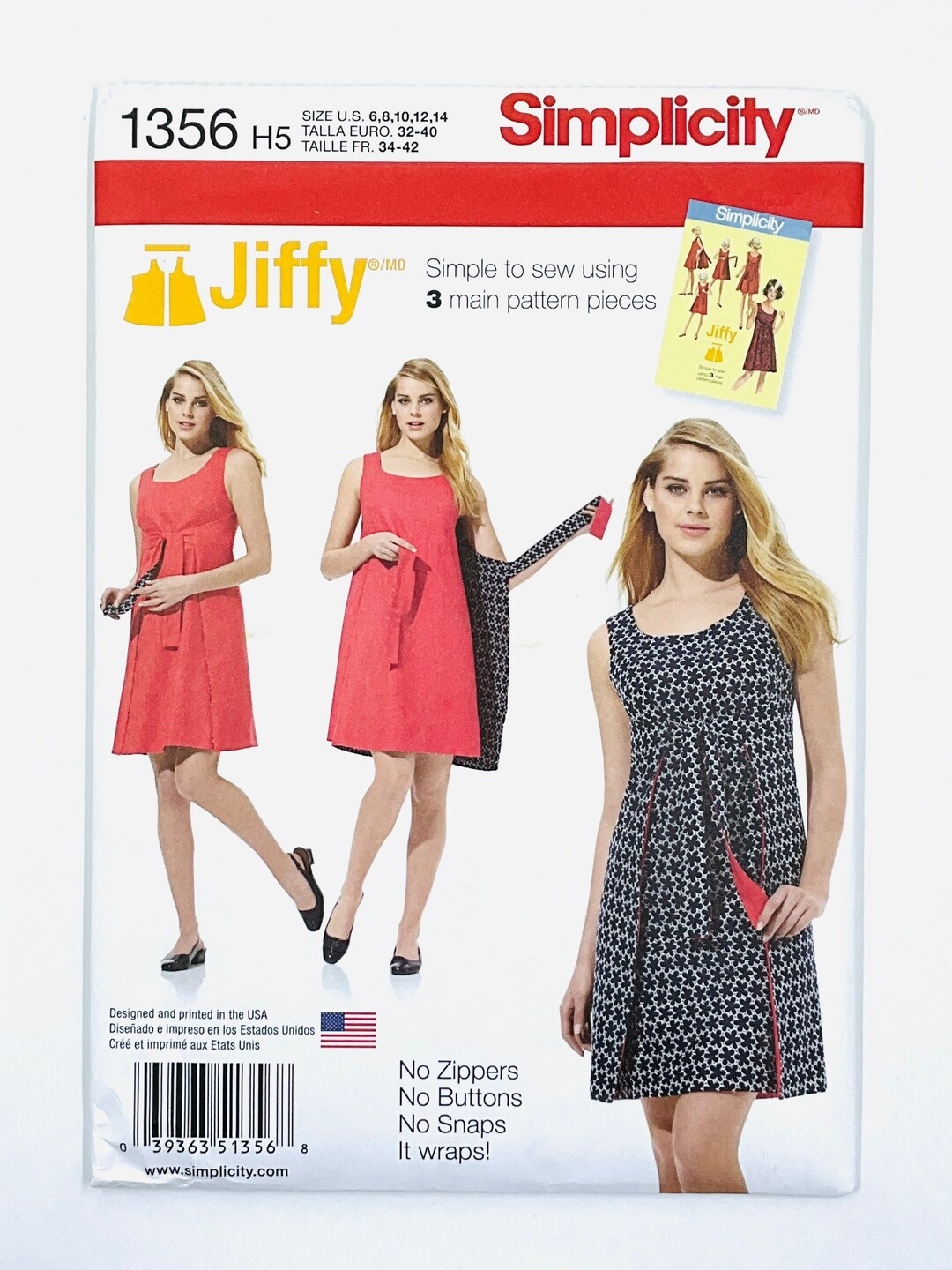 Simplicity 1356 Sewing Pattern S1356 Misses' Jiffy Sewing Pattern Wrap ...