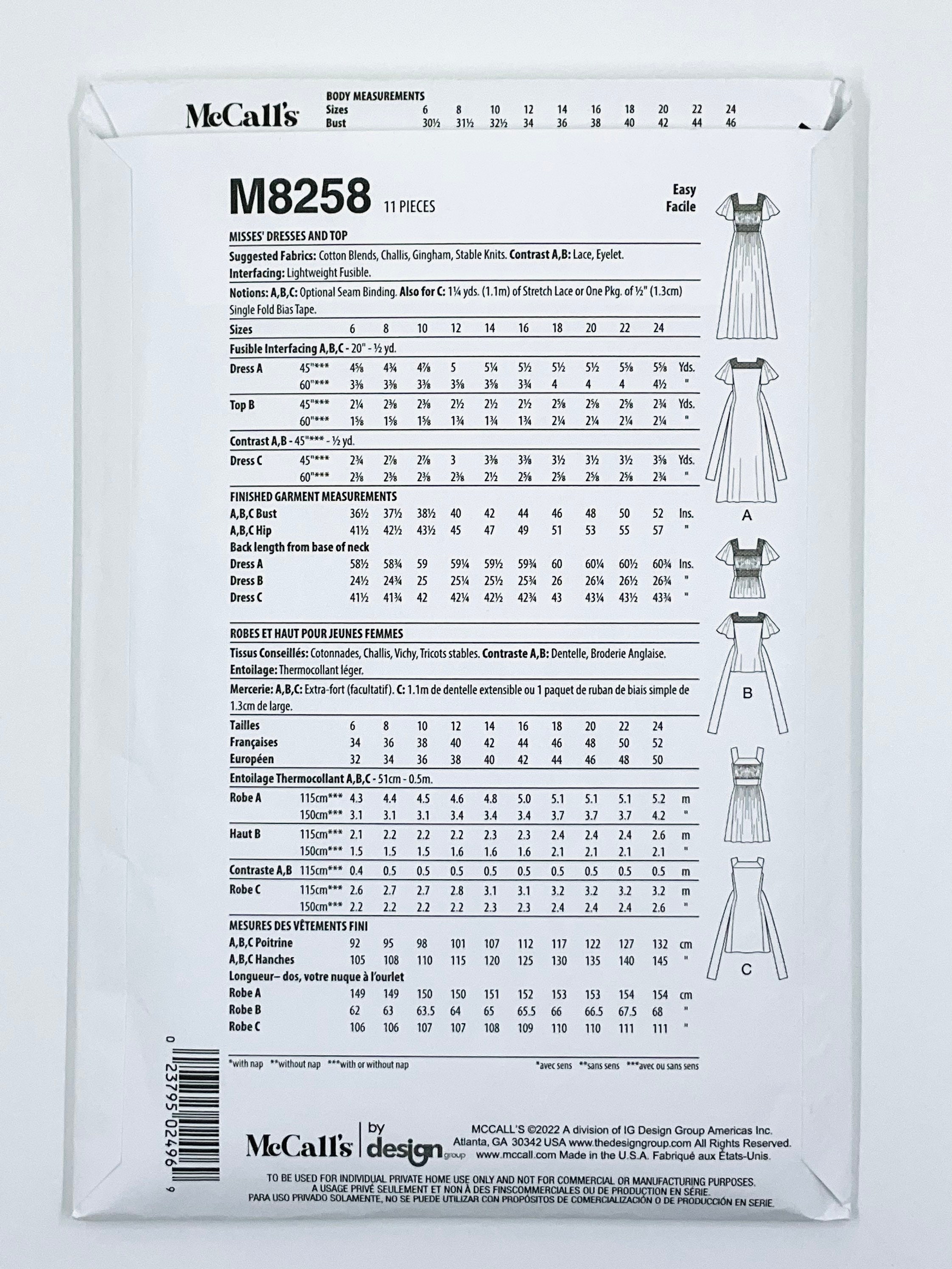 Mccall's 8258 Sewing Pattern, M8258, 1970s Vintage Reprint, Reissued ...