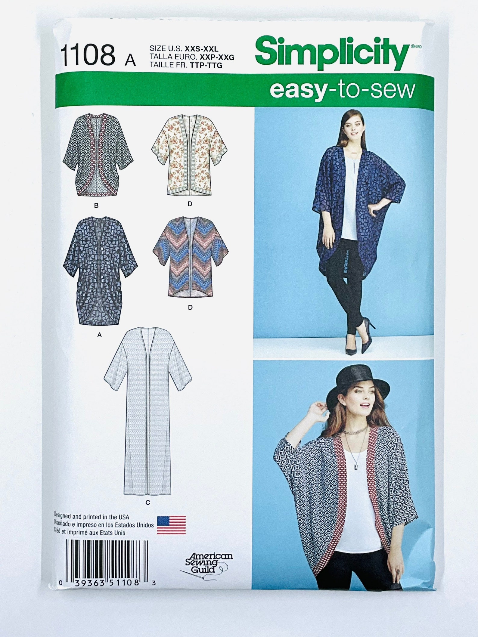 Simplicity 1108 Sewing Pattern S1108 Misses' Fashion Kimonos, With Trim ...