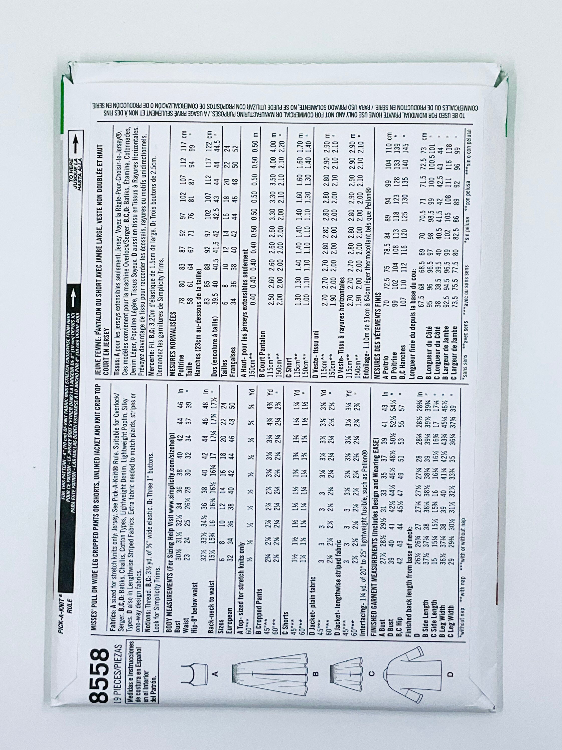 Simplicity 8558 Sewing Pattern - Misses' Pull-on Wide-leg Pants and ...