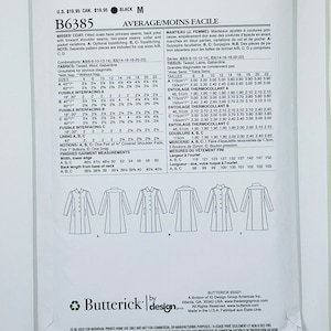 Butterick 6385 Sewing Pattern, B6385 Jacket Sewing Pattern, Coat Sewing ...