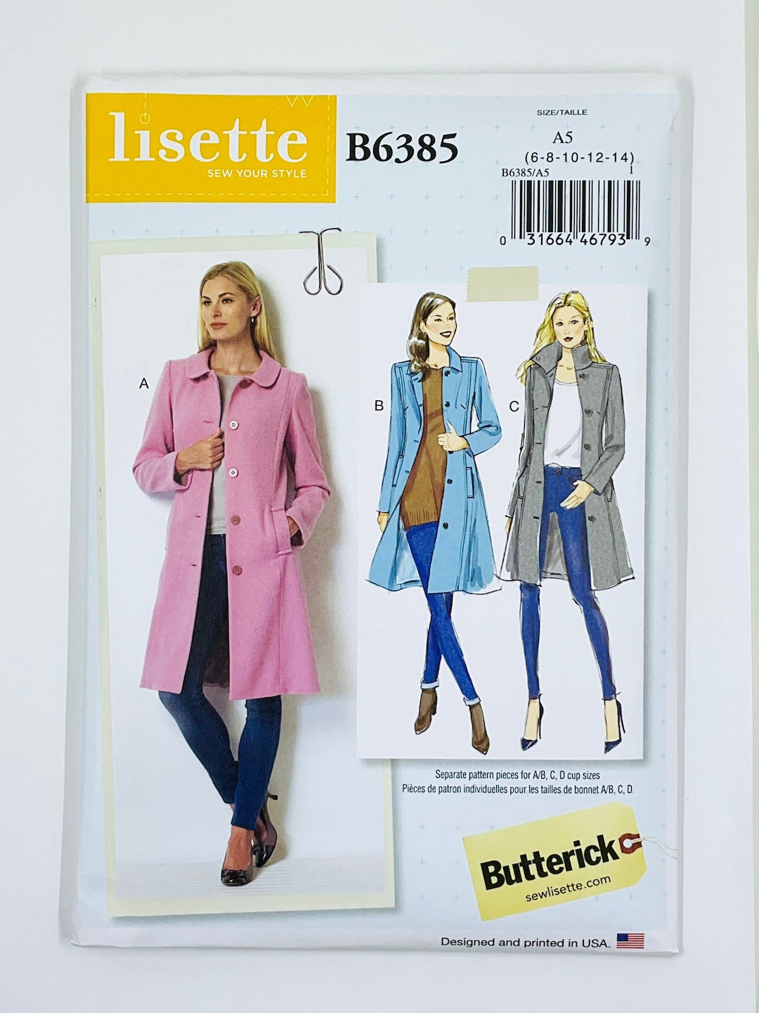 Butterick 6385 Sewing Pattern, B6385 Jacket Sewing Pattern, Coat Sewing ...