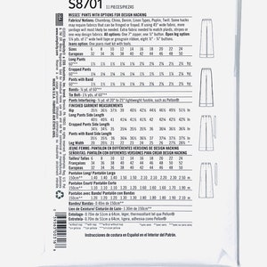 Simplicity 8701 Sewing Pattern - S8701 Misses' Pants With Options for ...