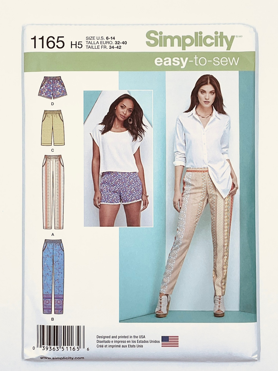 Simplicity 1165 Sewing Pattern for Women, Pull-on Pants, Long or Short ...