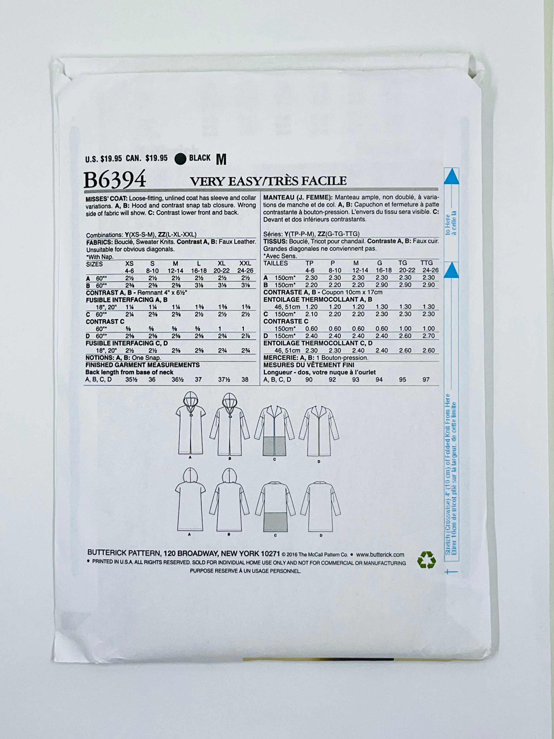 Butterick 6394 Jacket Sewing Pattern for Women, Easy Women's Coat ...