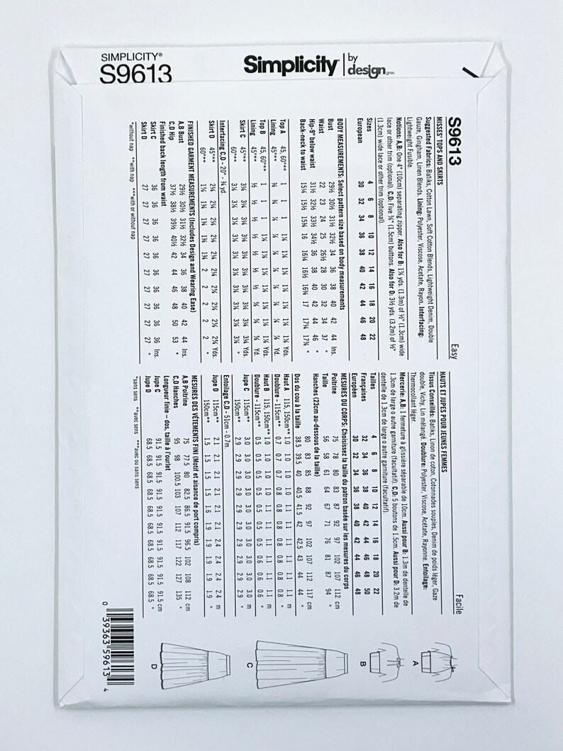 Simplicity 9613 Sewing Pattern for Women' Cropped Halter Top With Bust ...