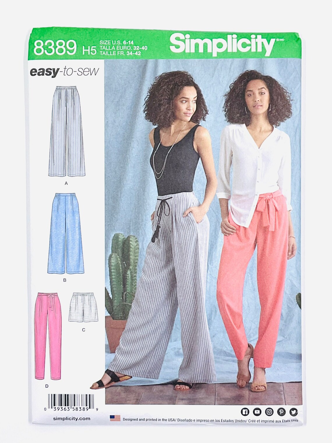Simplicity 8389/R11064 Sewing Pattern - S8389 Misses' Cropped Wide Leg ...