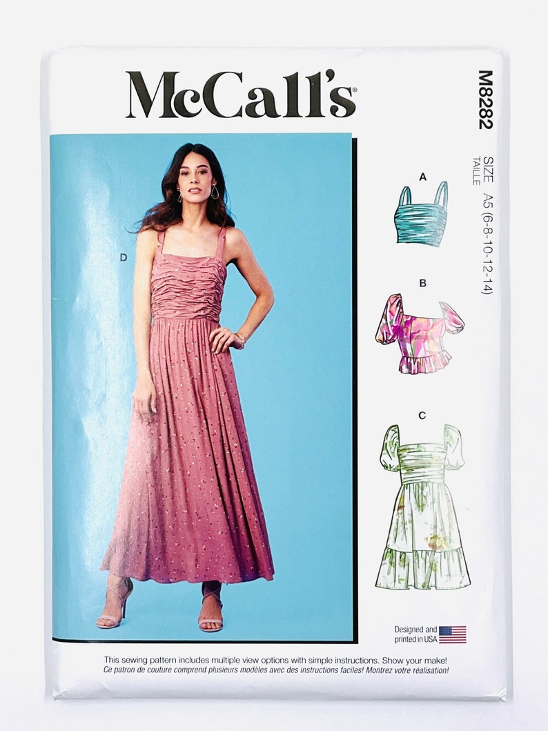 Mccall's 8282/M8282 Sewing Pattern - Misses' Crop Tops and Dresses ...