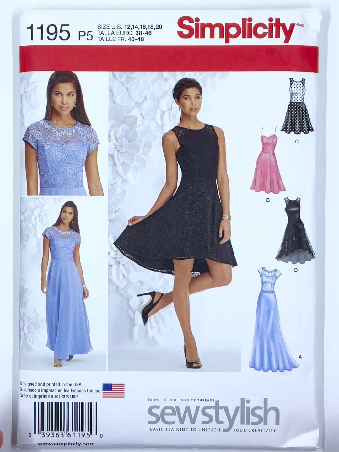 Simplicity 1195 Sewing Pattern, S1195 Misses', Special Occasion Dress ...
