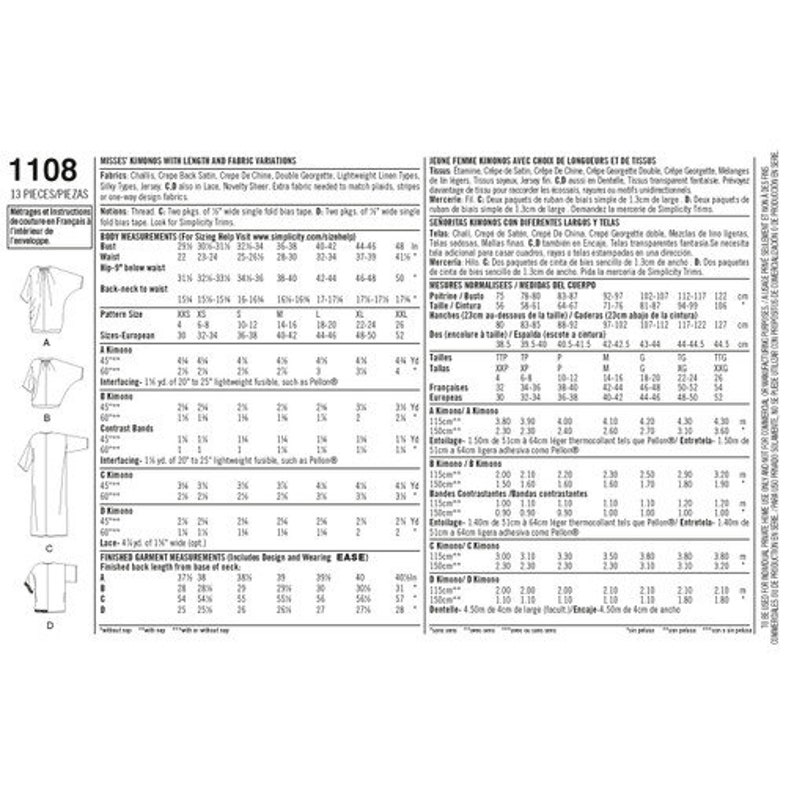 Simplicity 1108 Sewing Pattern S1108 Misses' Fashion - Etsy