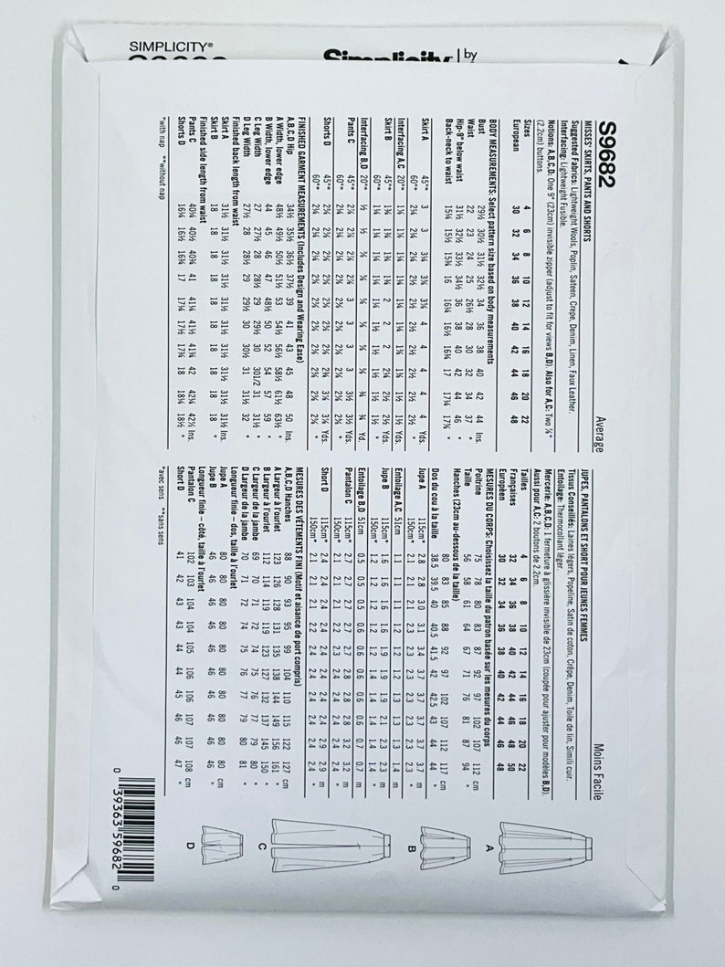Simplicity 9682 Women's Pant Sewing Pattern, Skirt Sewing Pattern for ...