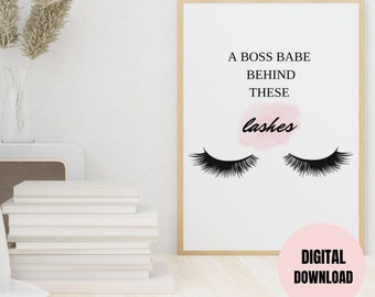 Girl Boss Printable Wall Art, Eyelashes Printable, Boss Babe Wall Art ...