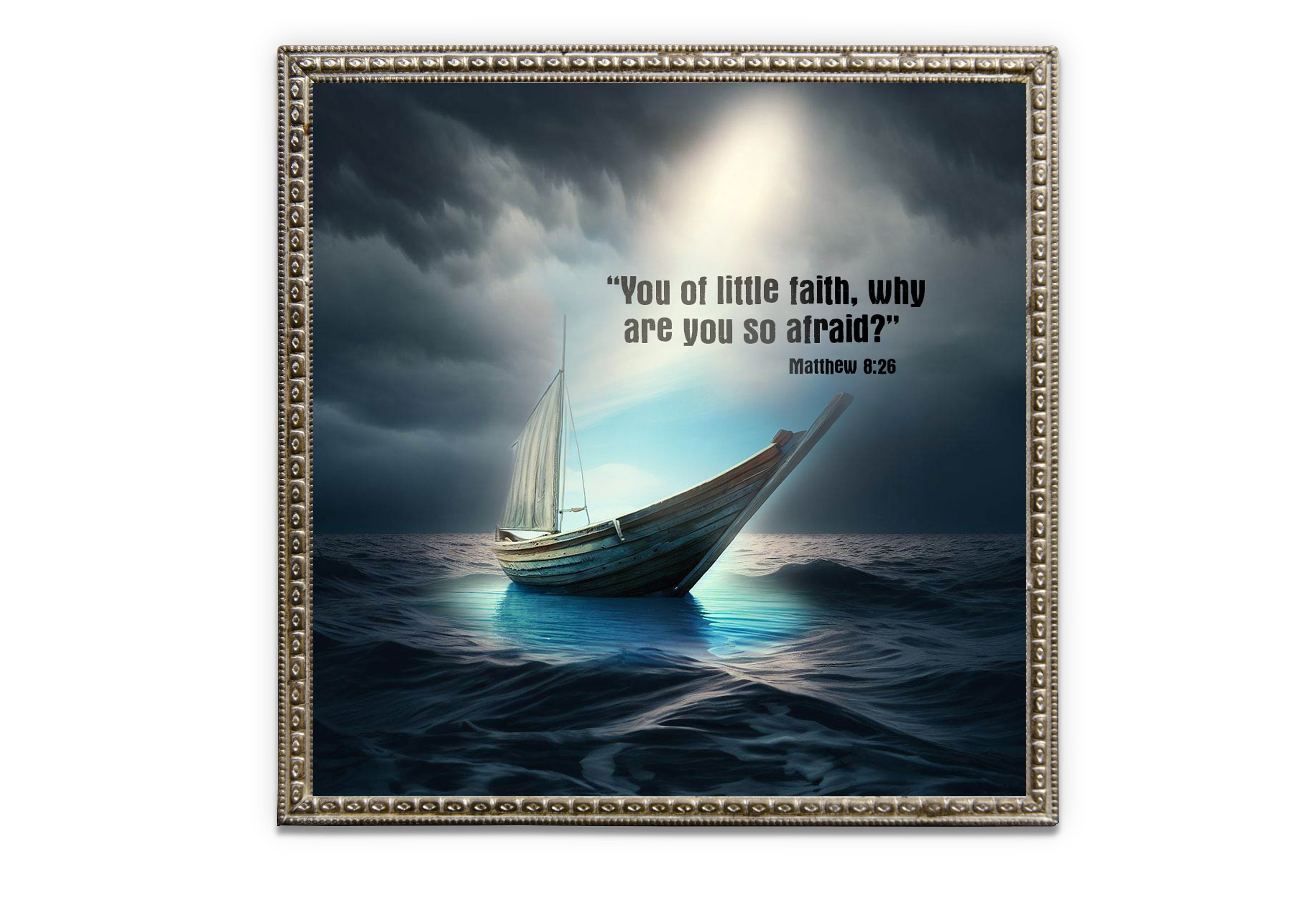Matthew 8:26, Jesus Calms the Storm, Bible Poster, Sermon Graphic ...