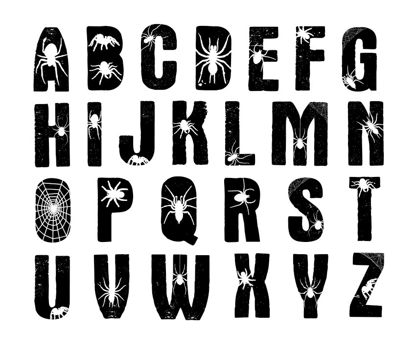 Alphabites, Spider Font, TTF, Alphabet With Spiders, Spider Letters ...