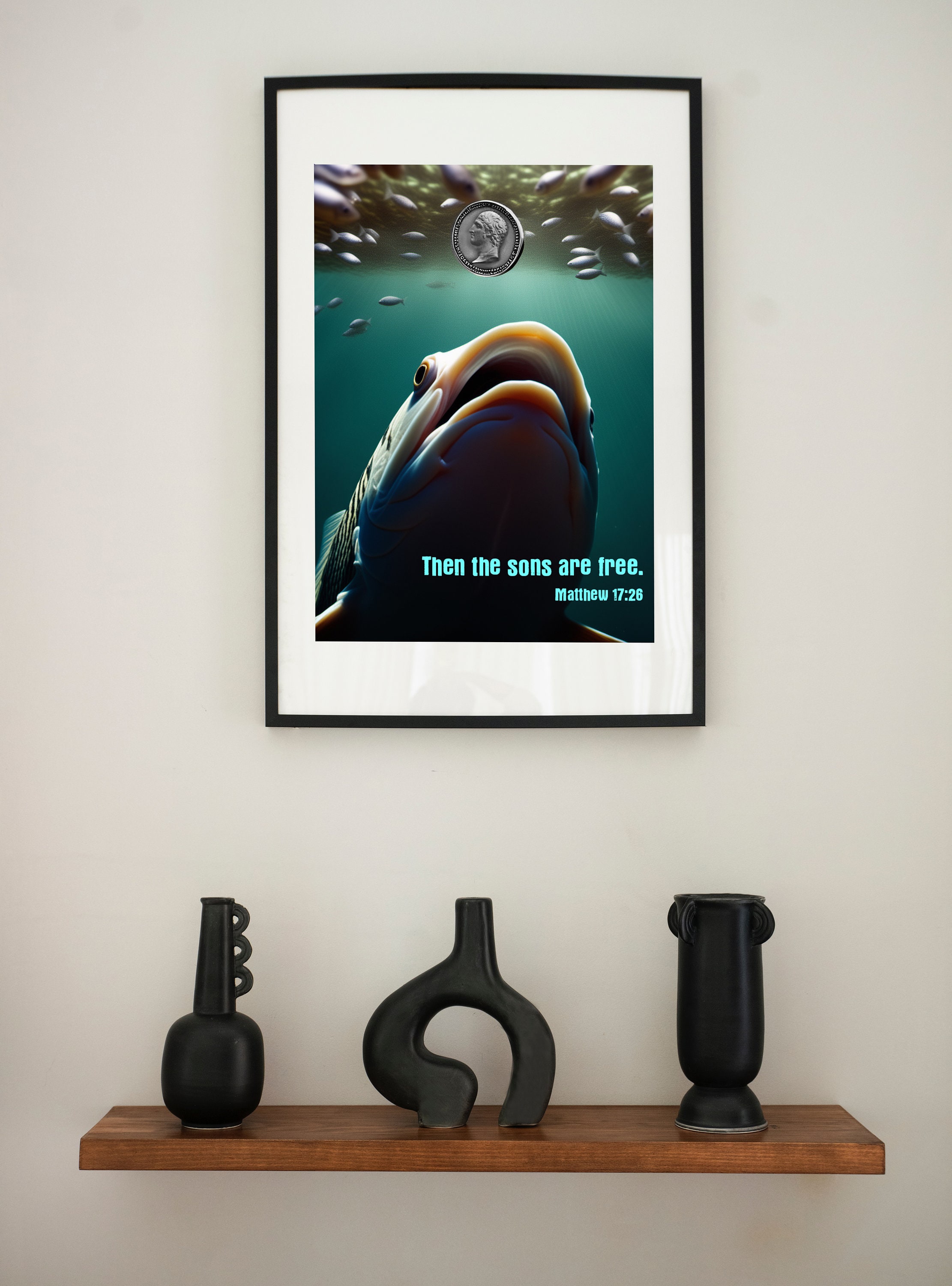 Matthew 17:26, Coin in the Fish's Mouth, Miracle, Bible Poster, Sermon ...
