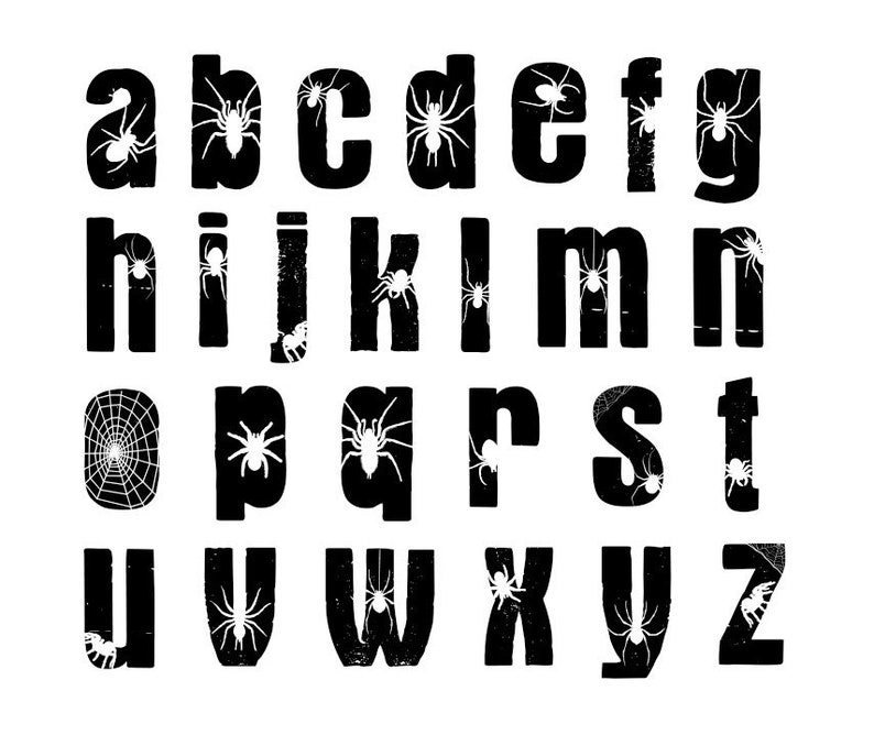 Alphabites, Spider Font, TTF, Alphabet With Spiders, Spider Letters ...