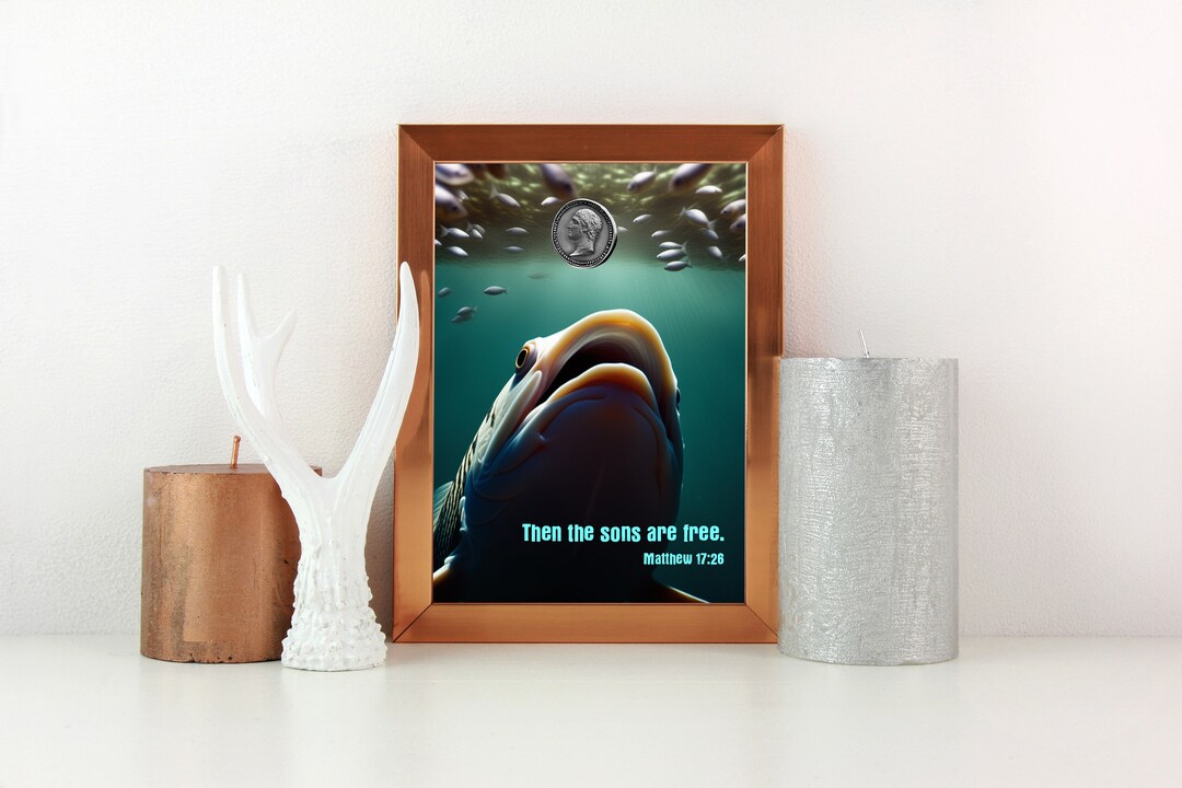 Matthew 17:26, Coin in the Fish's Mouth, Miracle, Bible Poster, Sermon ...