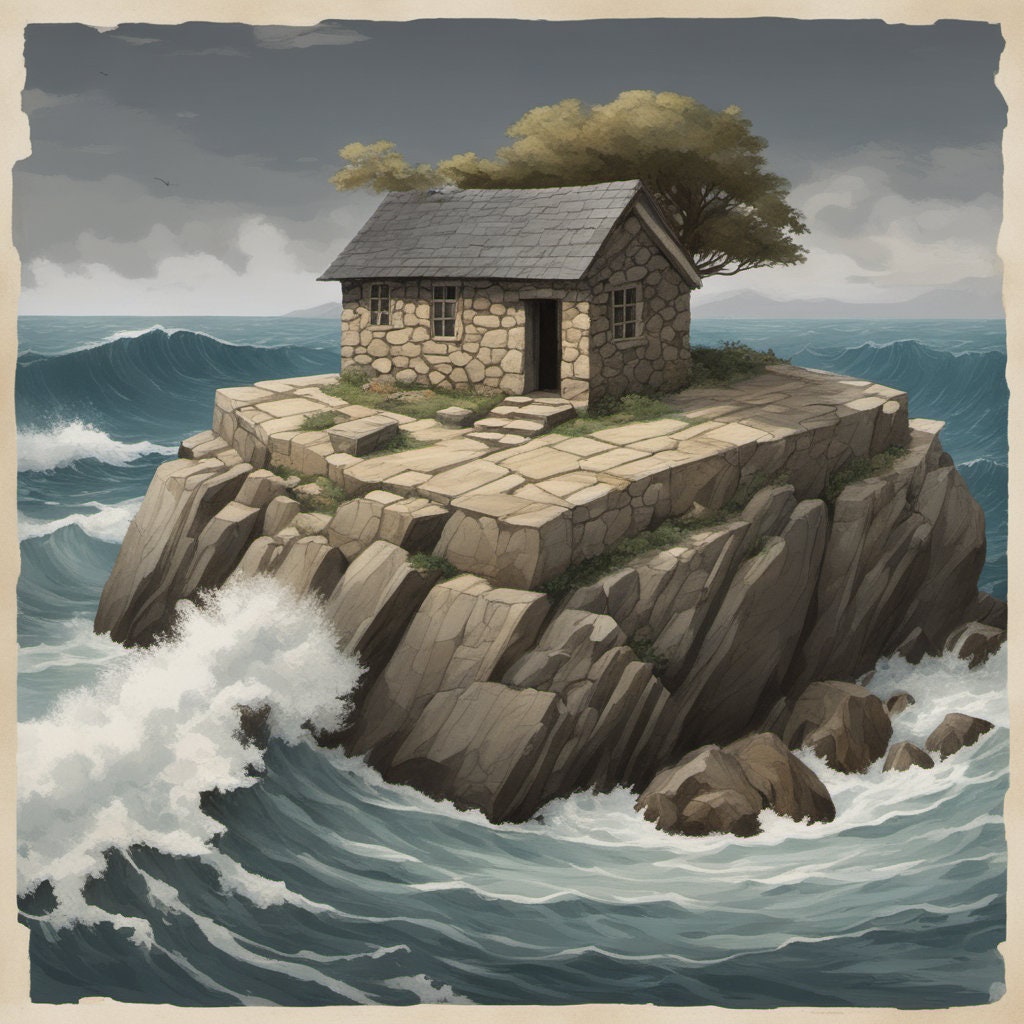 Matthew 7:24, Wise Man House on the Rock, Bible Poster, Sermon Graphic ...