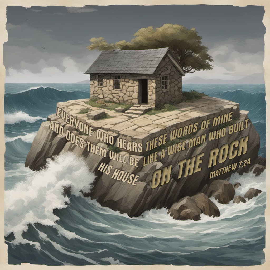 Matthew 7:24, Wise Man House on the Rock, Bible Poster, Sermon Graphic ...
