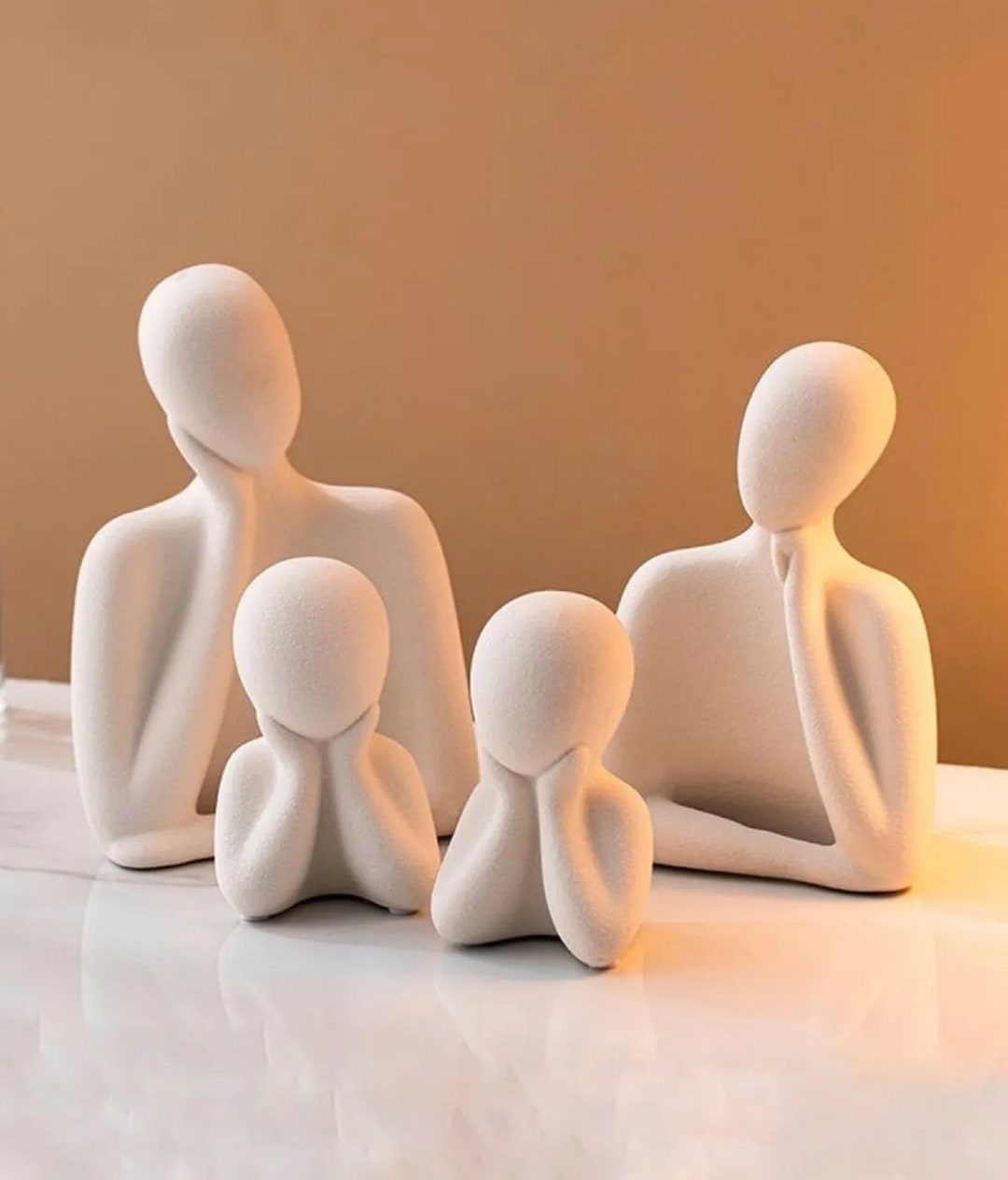 Decorative Family Sculpture Set of 4: Parent and 2 Children Figurines ...
