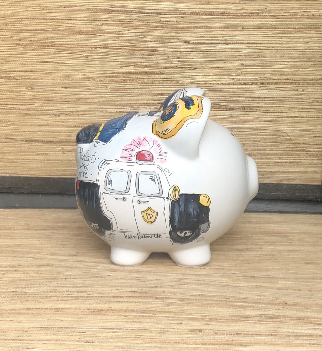 Large Personalized Protect and Serve Ceramic Piggy Bank, With Vintage ...