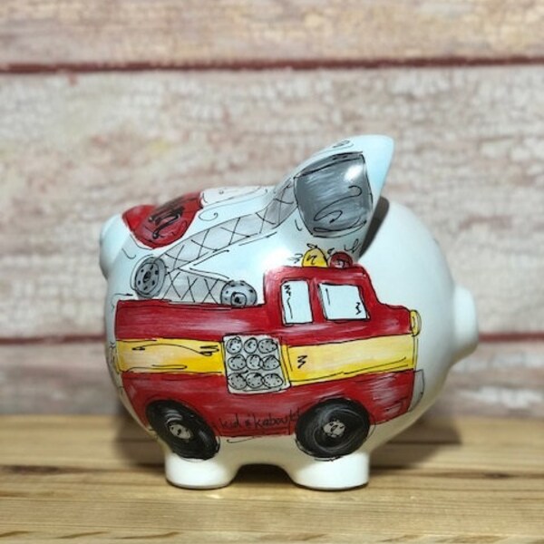 Firefighter Piggy Bank - Etsy