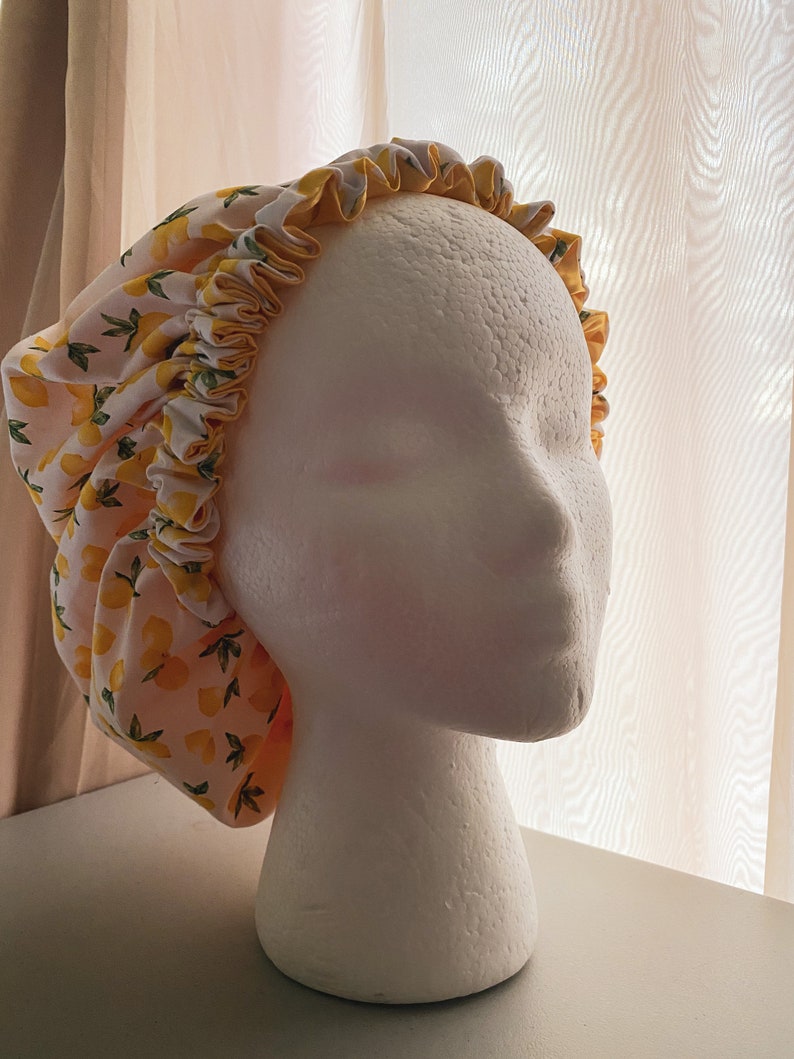Lemon Print Satin Bonnet for Natural Hair | Etsy