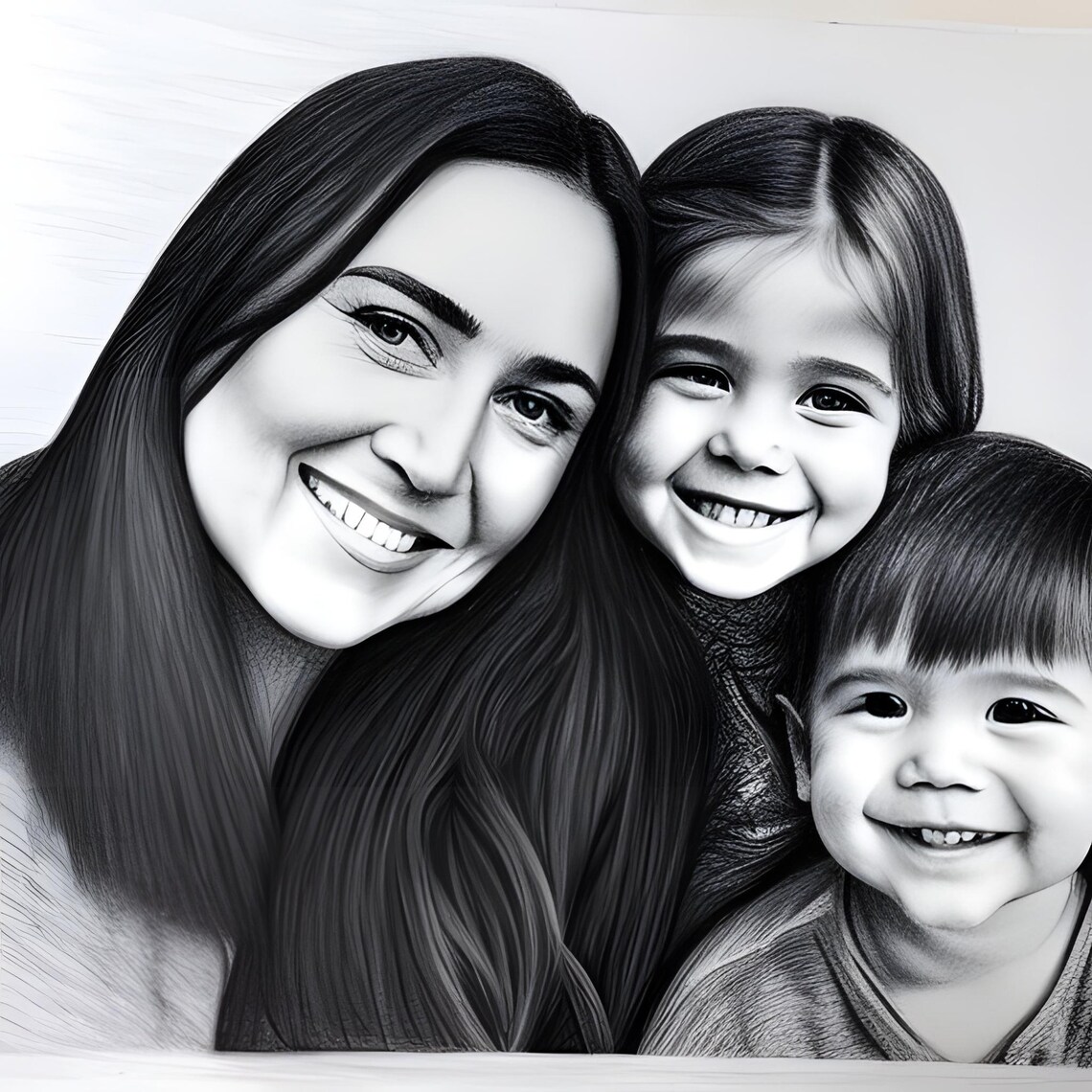 Custom Pencil Sketch Portrait From Your Photo Personalized Hand-drawn ...