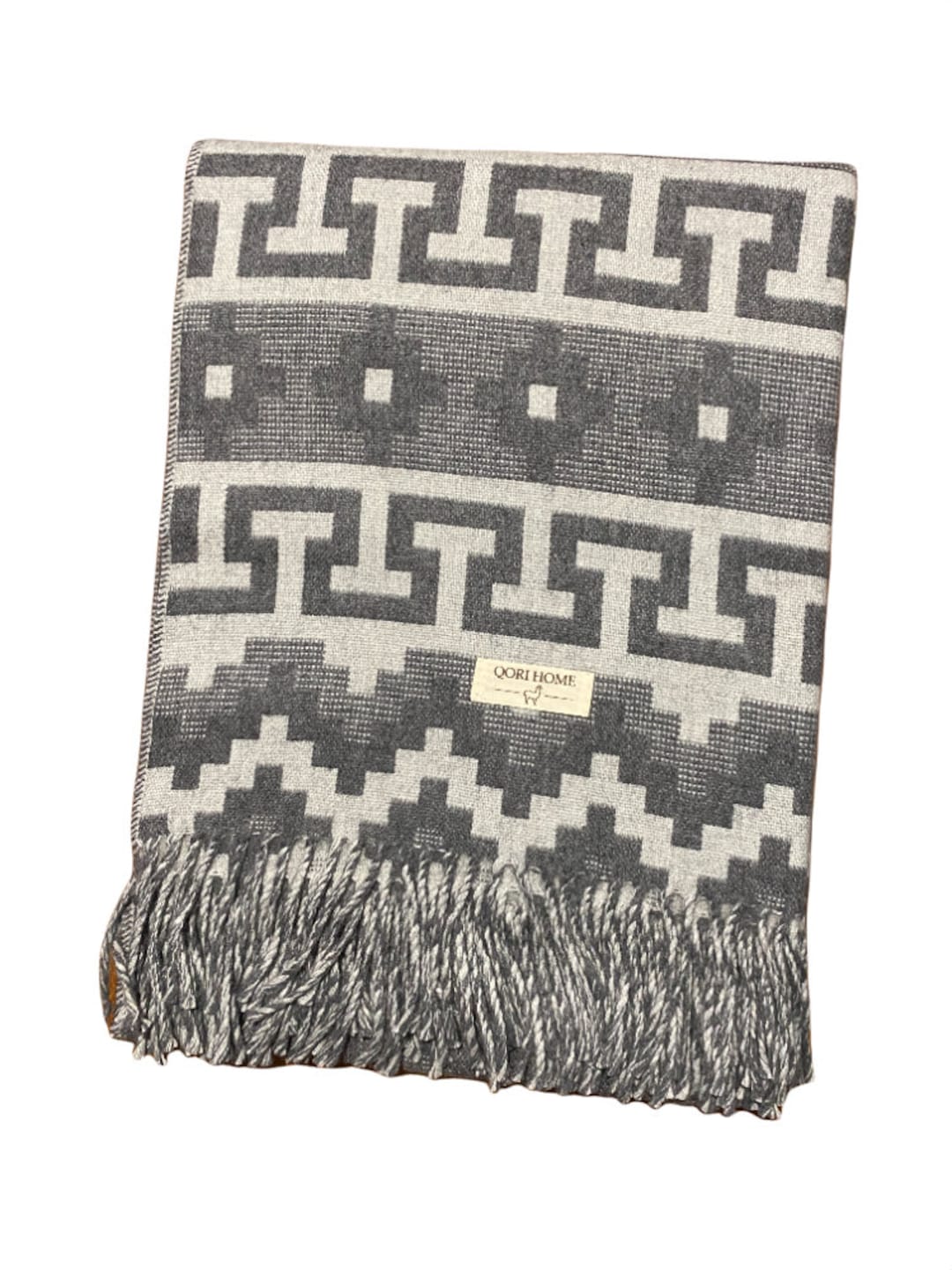 Grey & White Alpaca Blanket | Handmade in Peru | Quality Natural Fibers ...