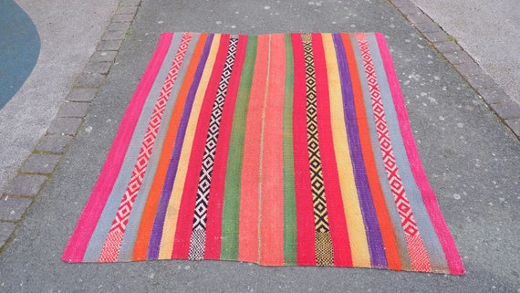 163 X 150cm Frazada Rug Handwoven Wool Vintage Carpet | Etsy