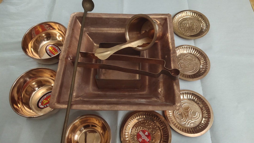 Copper Vedic Agnihotra Havan Yajna Kit , Religious , Kit , Set ...