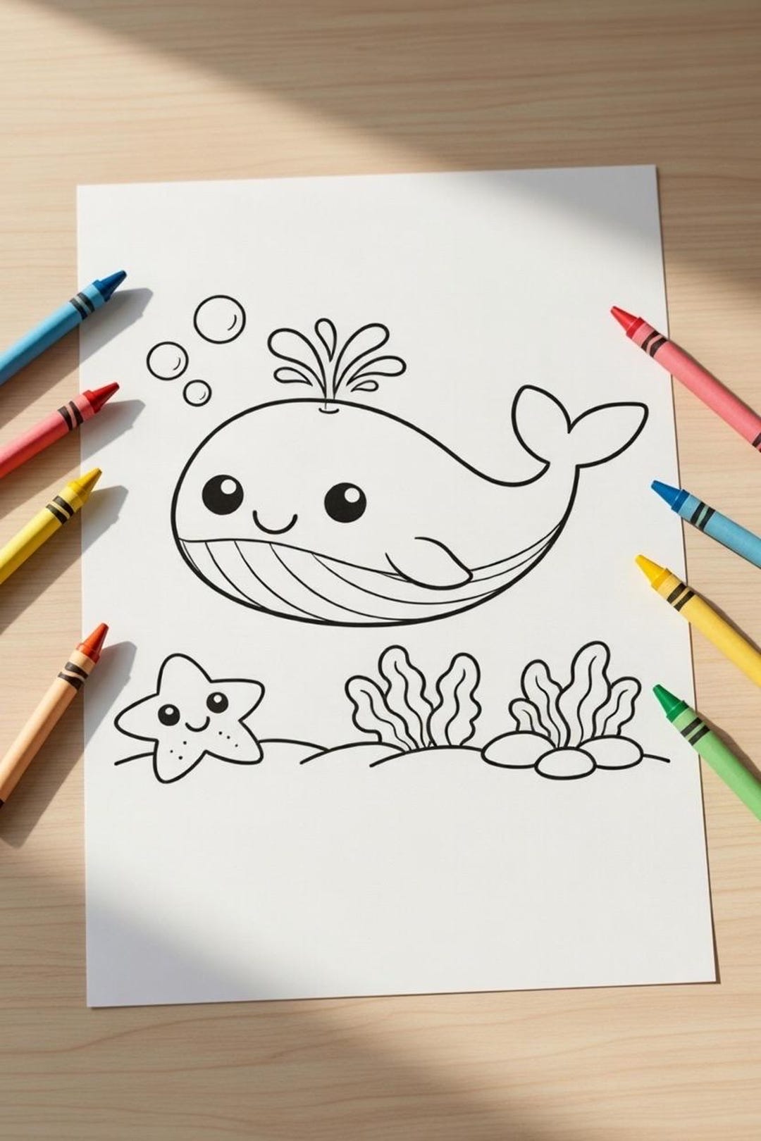 Kawaii Ocean Animals Coloring Pages | Kids Activity (PDF Download) - Etsy