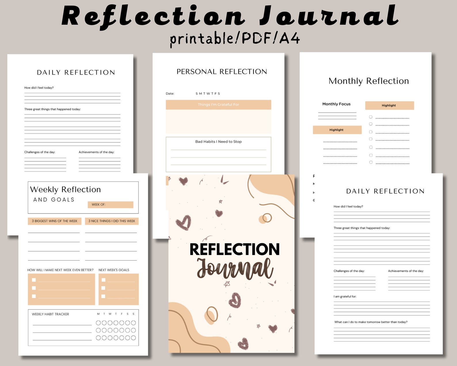 Reflection Journal Printable Monthly Reflection Month in Review ...