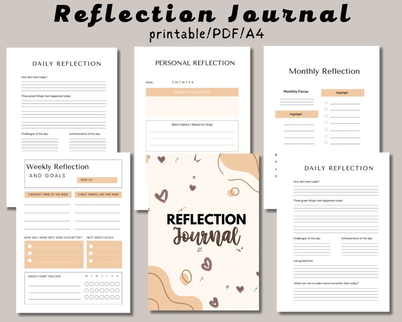 Reflection Journal Printable Monthly Reflection Month in Review ...