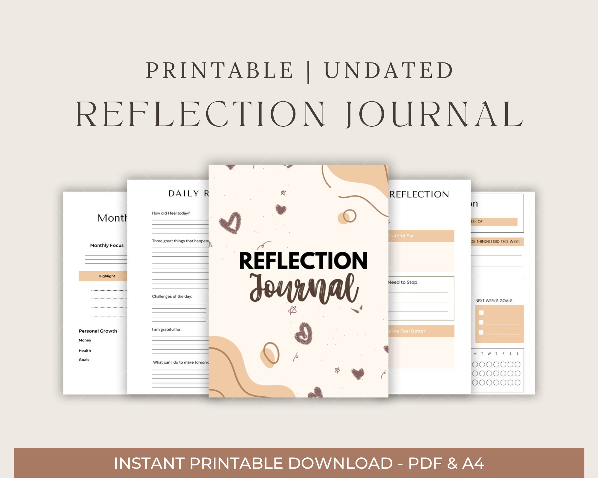 Reflection Journal Printable Monthly Reflection Month in Review ...