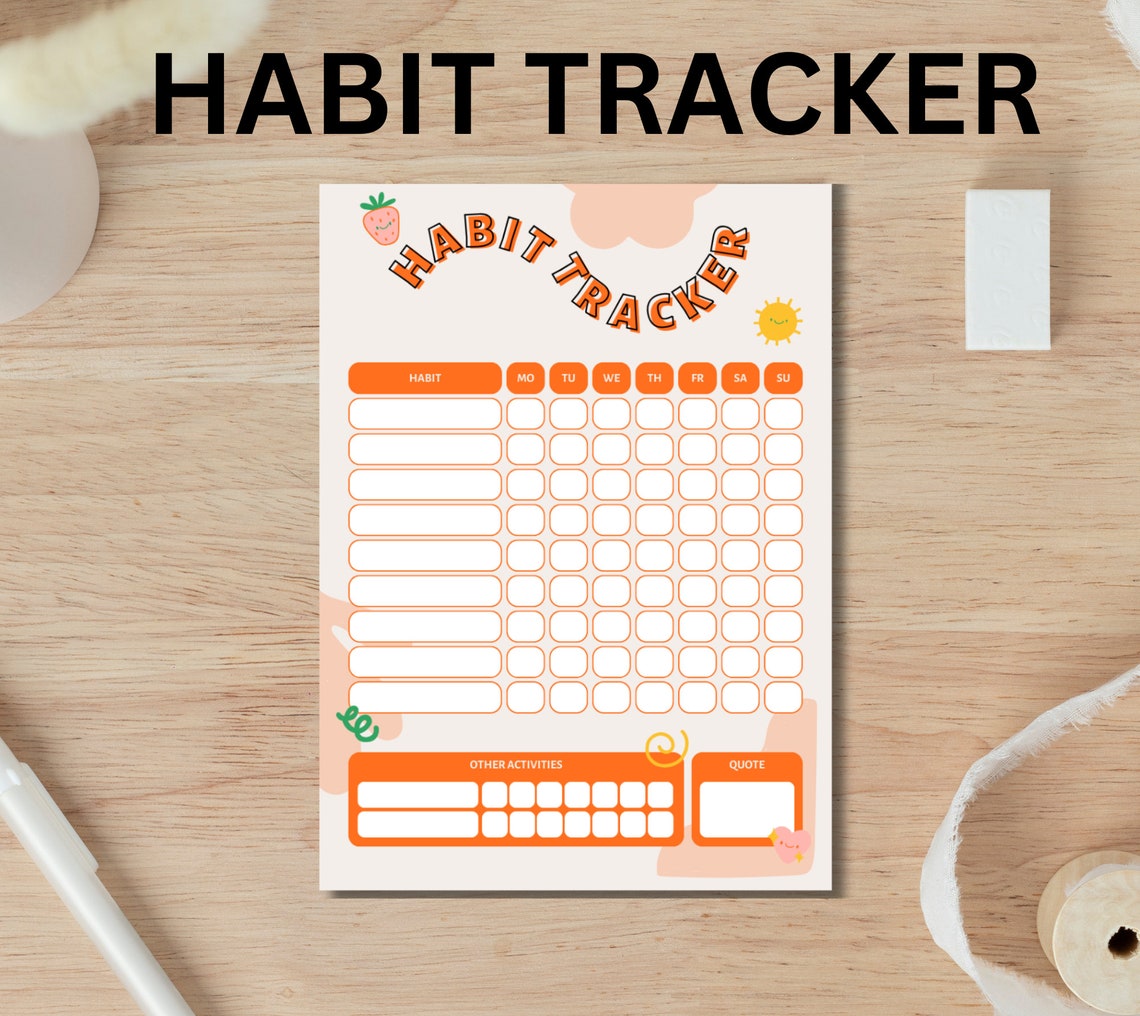 Habit Tracker Printable Habit Tracker Pdf Monthly Habit Routine Tracker ...
