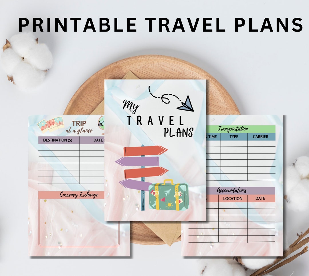 Modern Travel Planner Printable Travel Journal Travel Itinerary Flight ...