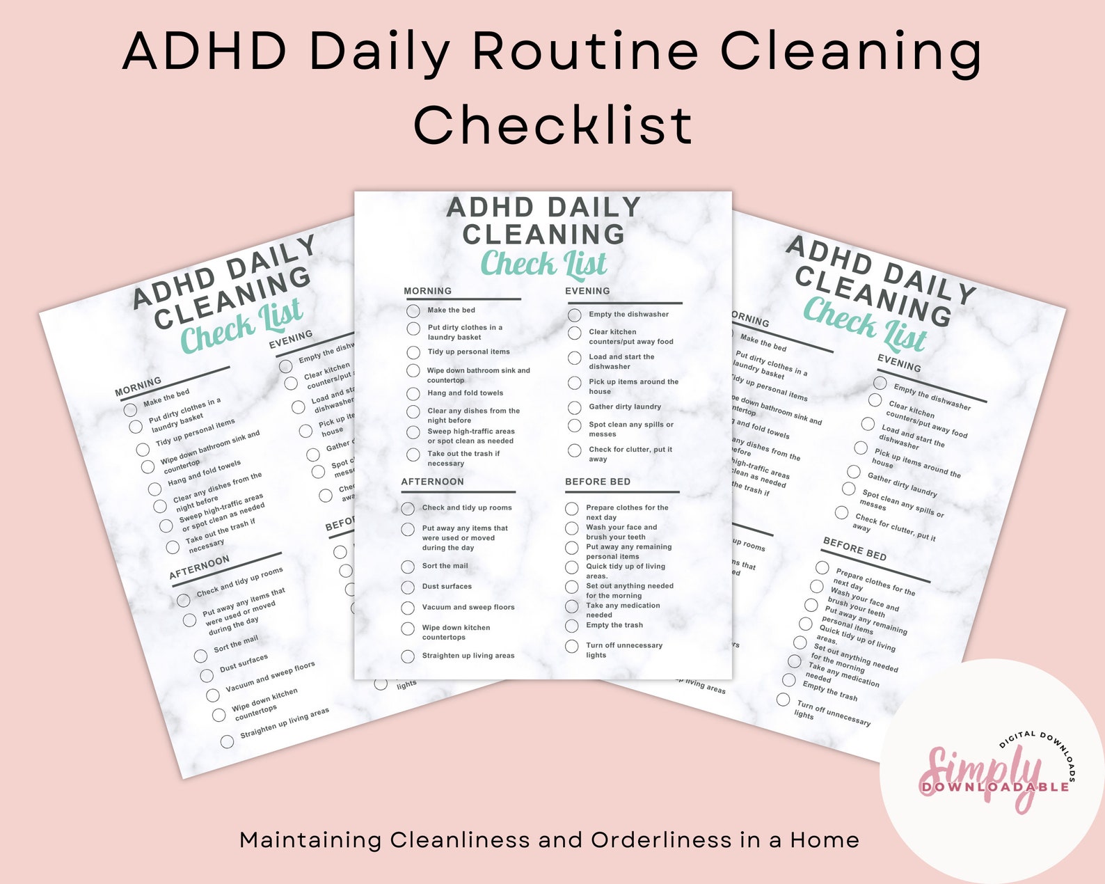ADHD Cleaning Checklist, ADHD Cleaning, Cleaning Schedule ADHD, Daily Cleaning Checklist - Etsy