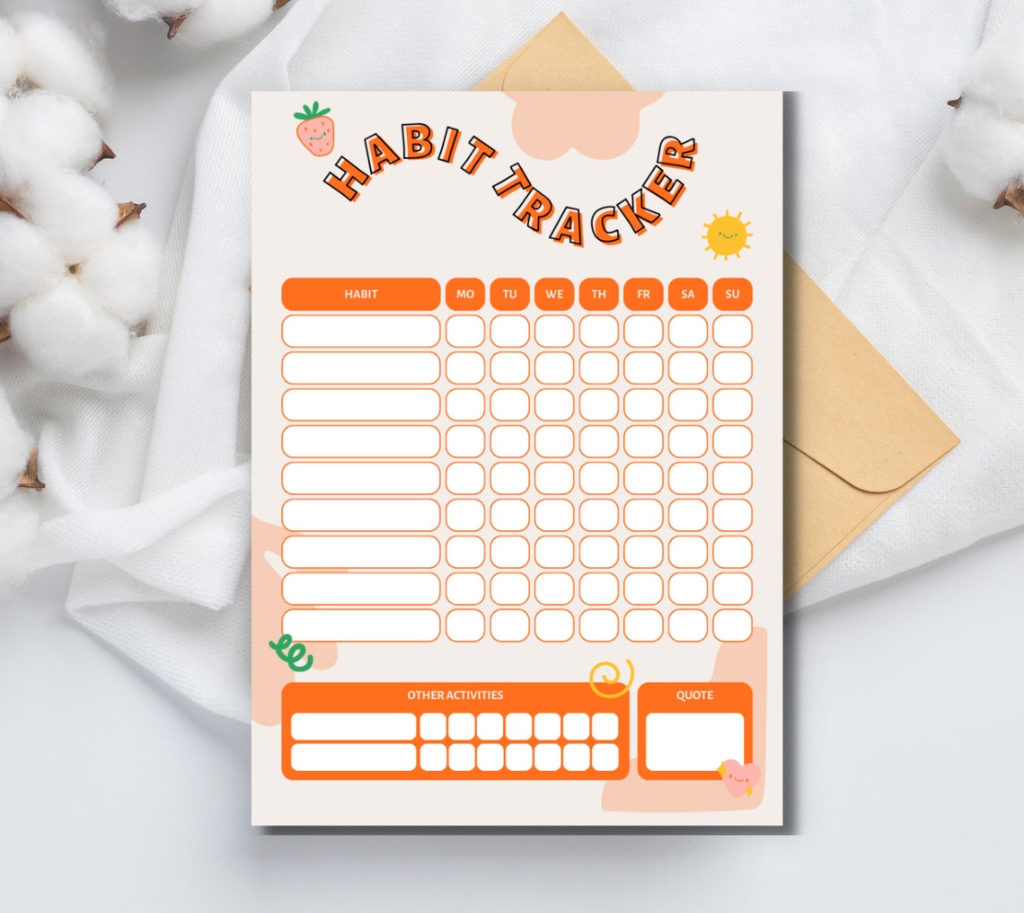 Habit Tracker Printable Habit Tracker Pdf Monthly Habit Routine Tracker ...