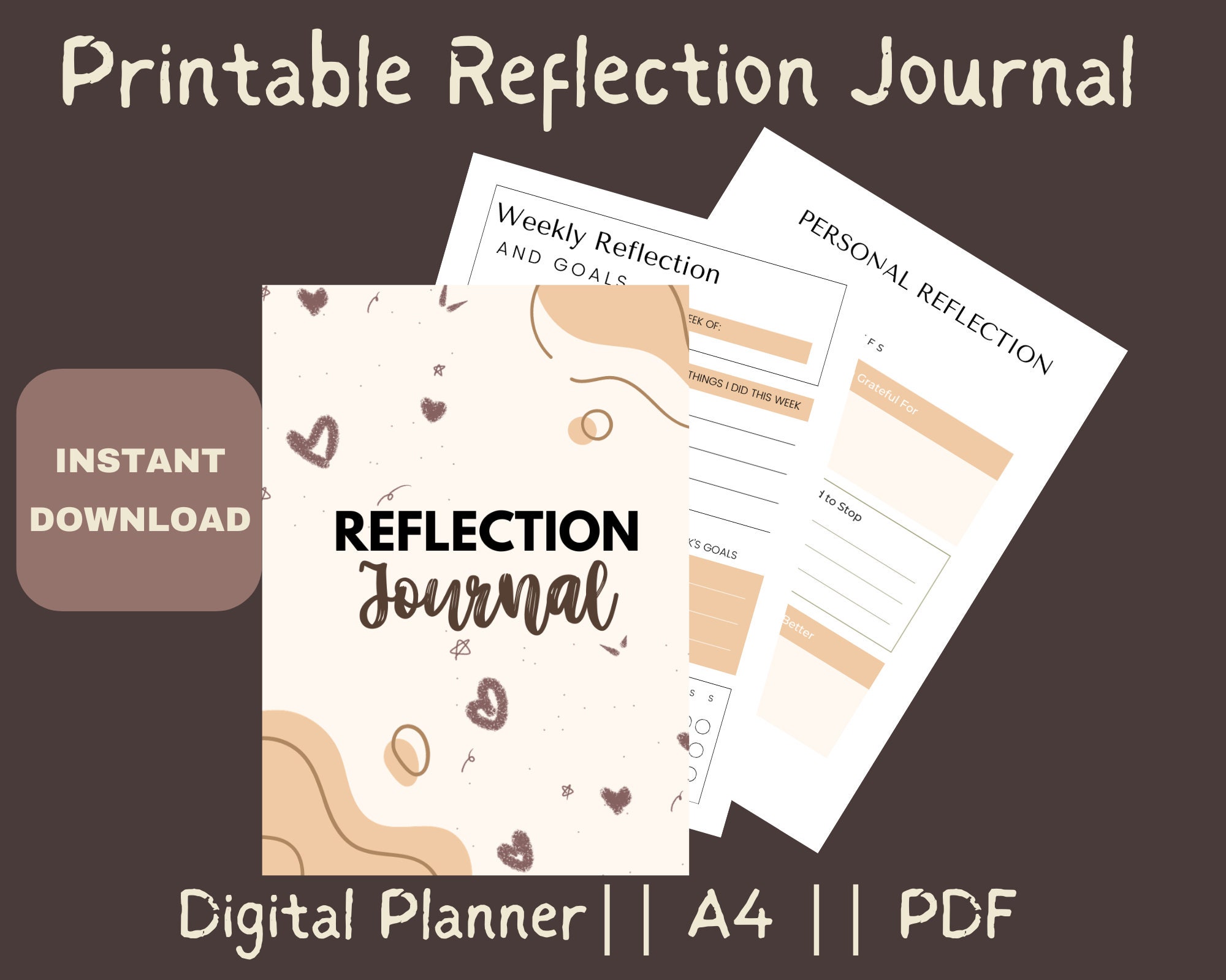 Reflection Journal Printable Monthly Reflection Month in Review ...